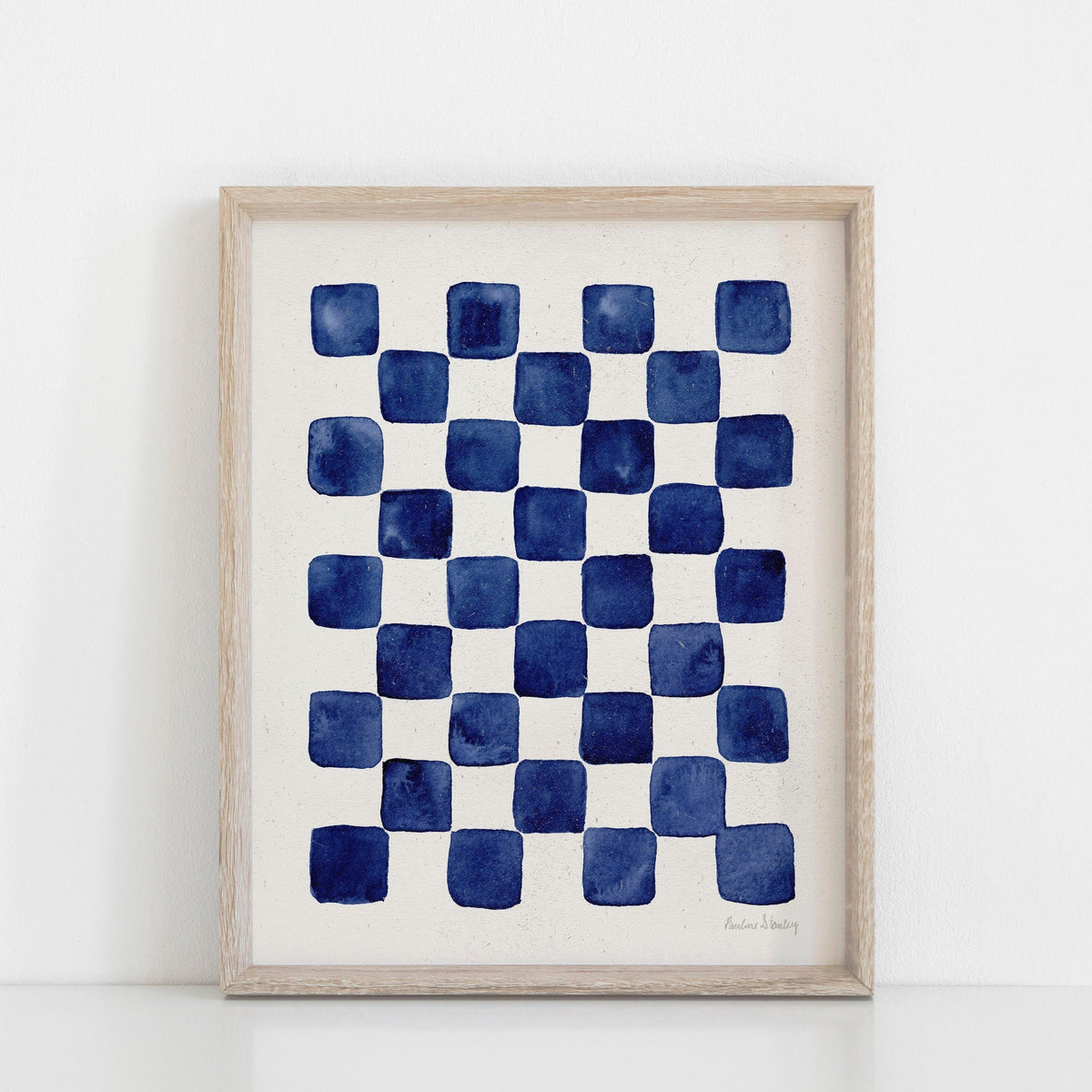 Checkerboard Pattern Wall Art Print - Cobalt Blue – Pauline Stanley ...